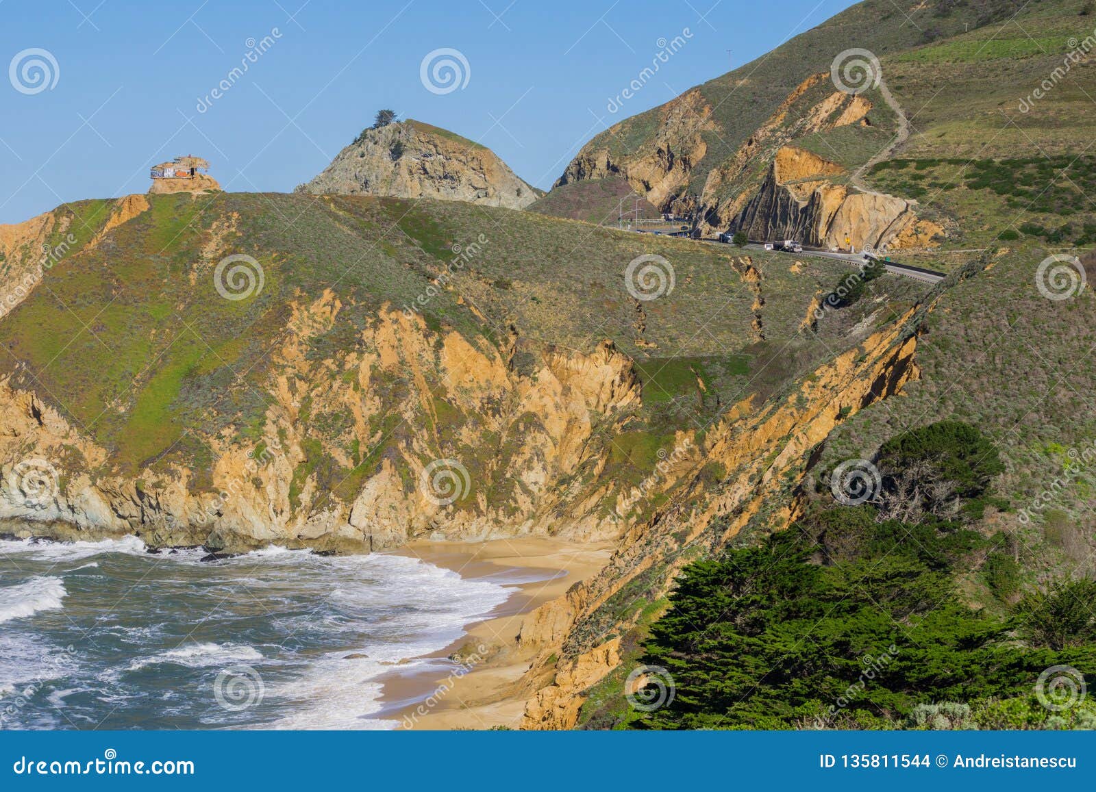 Dramatic Pacific Ocean Coastline at Devil`s Slide Point Near Pacifica ...