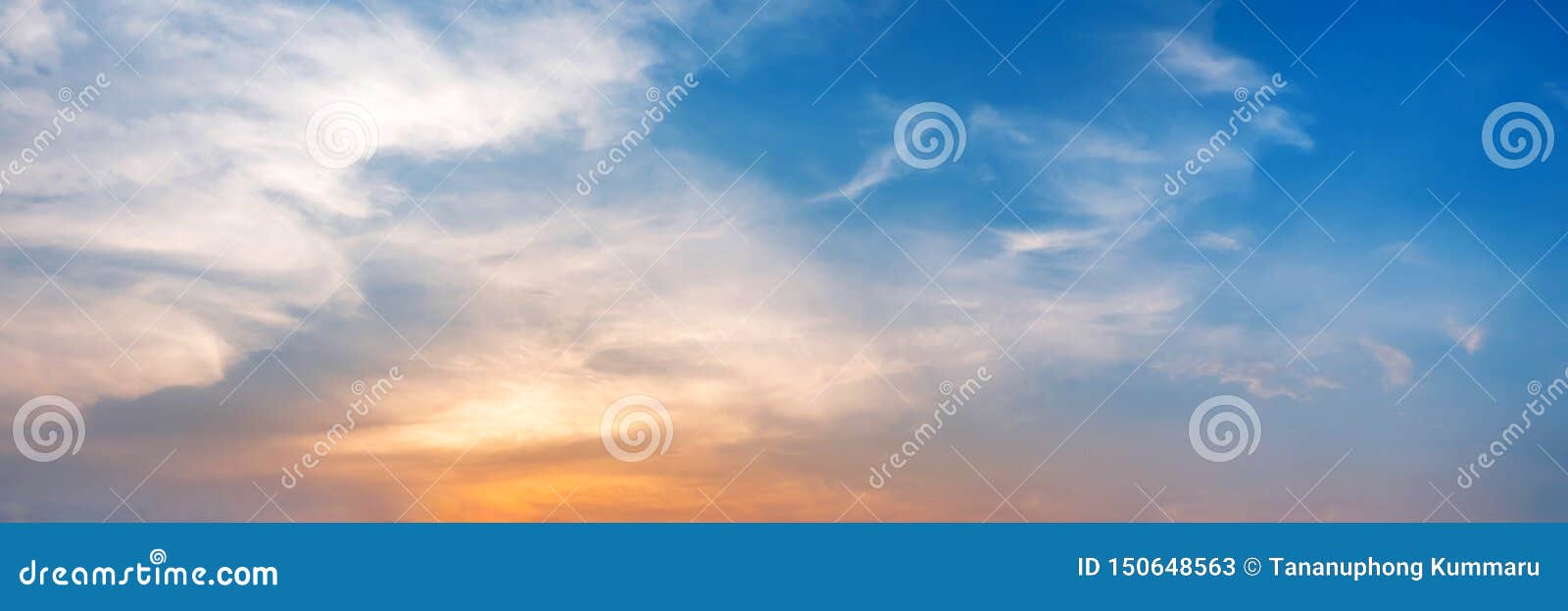 Dramatic Panorama Sky with Cloud on Sunrise and Sunset Time. Stock ...