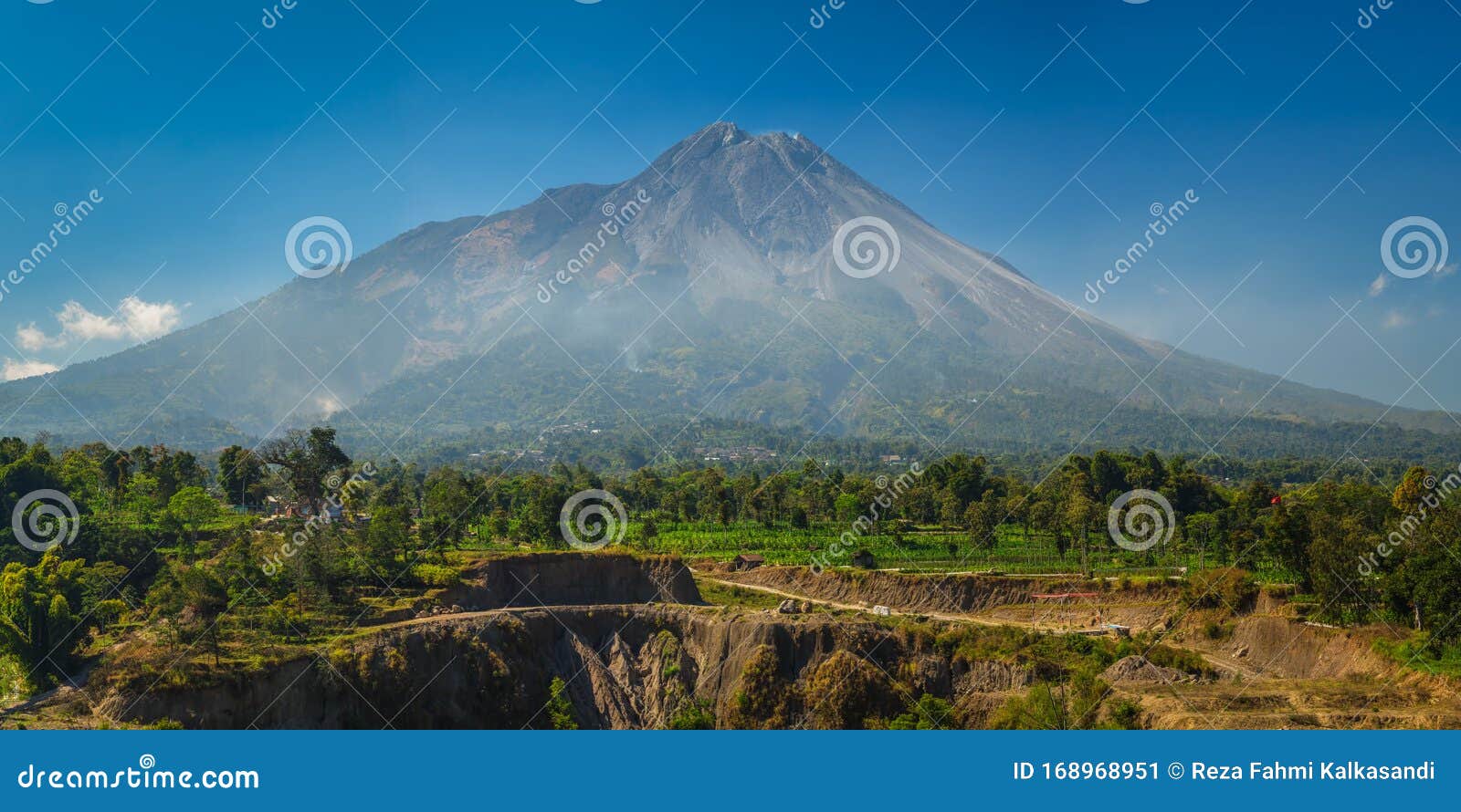 Panoramic View of Merapi Volcano in the Morning Stock Image - Image of ...