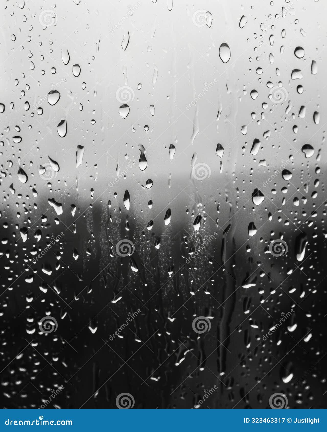 Dramatic Patterns Formed by the Raindrops on the Window. Black and ...