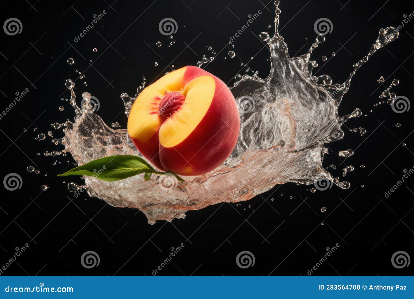 Dramatic Peach Splash: Peach on a Dark Background with Water Splash ...