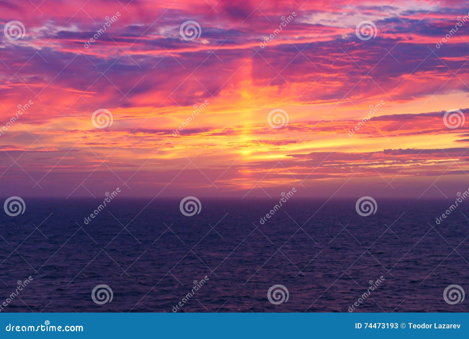 Dramatic Peach Sunset Over the Open Sea Stock Image - Image of ocean ...