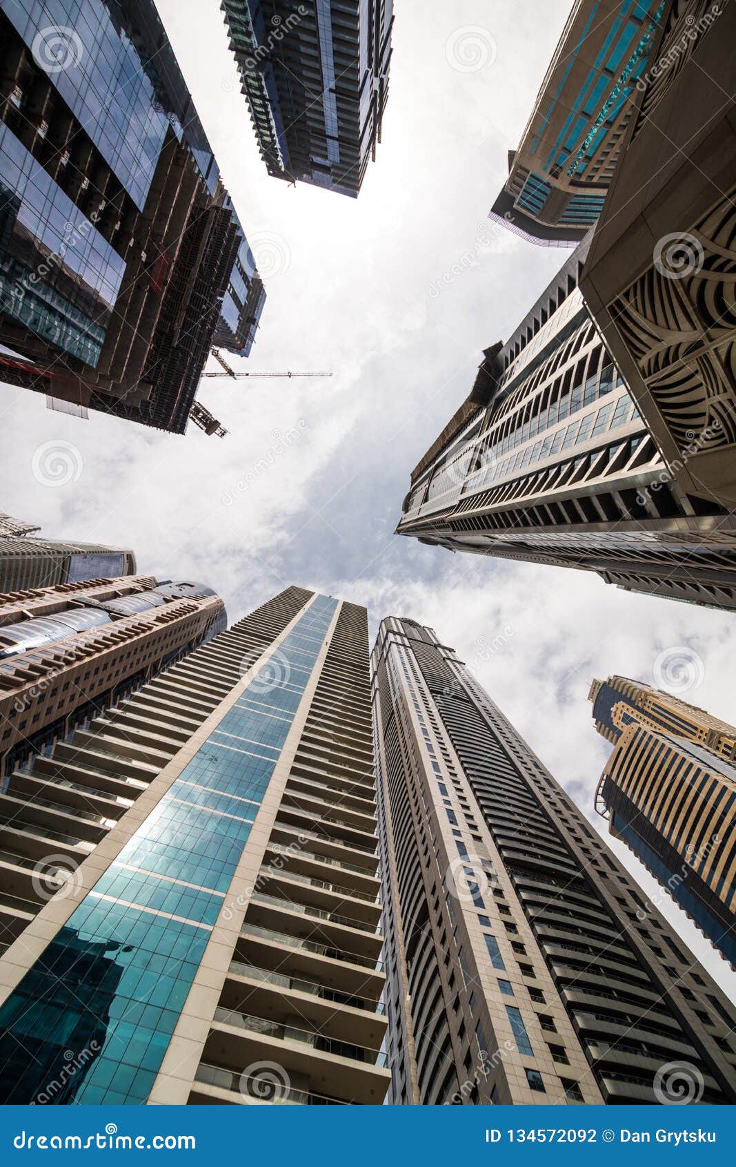 Dramatic Perspective with Low Angle View of Skyscrapers Looking Up To ...