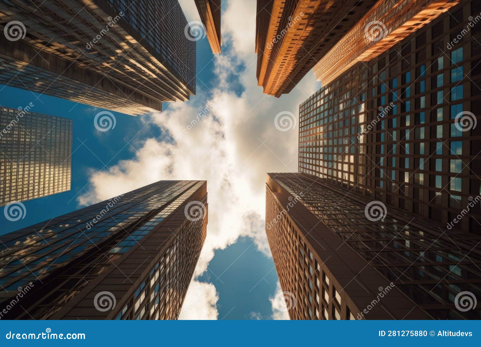 Dramatic Perspective of Skyscrapers Reaching Towards the Sky Stock ...