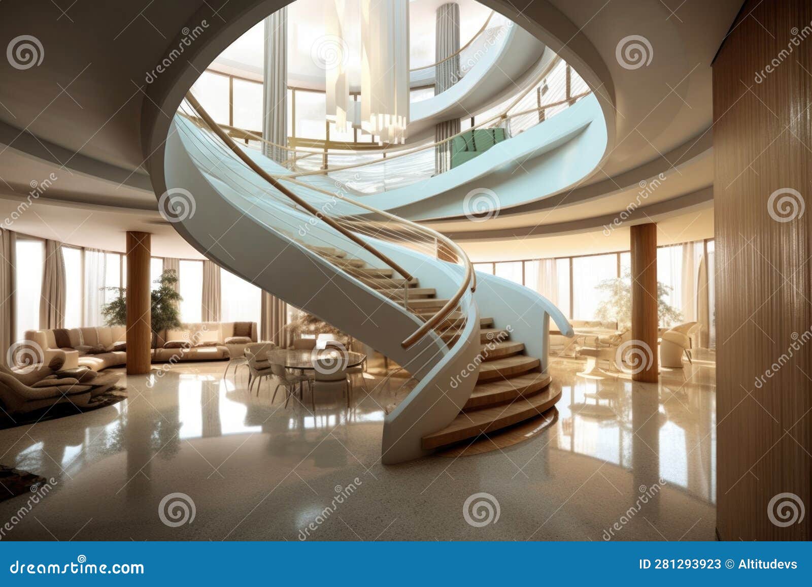 Dramatic Perspective of a Spiral Staircase in Modern Design Stock ...
