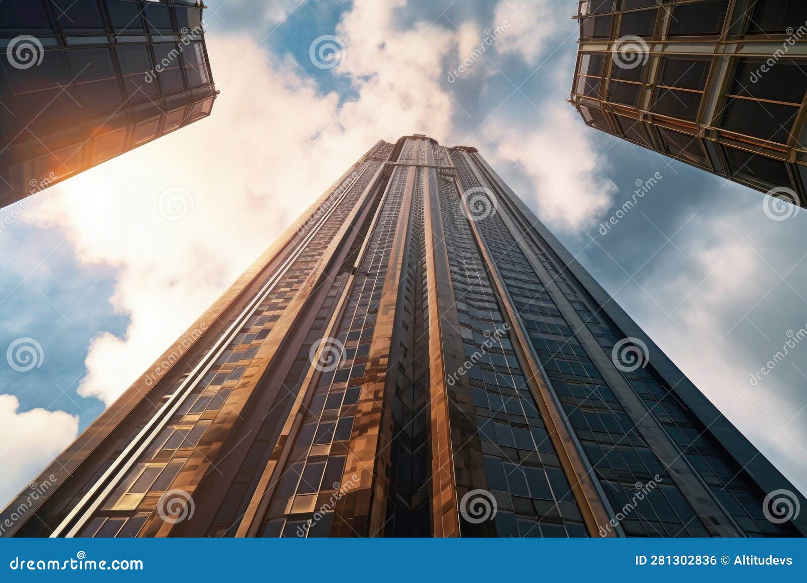 Dramatic Perspective of a Towering Urban Skyscraper Stock Illustration ...