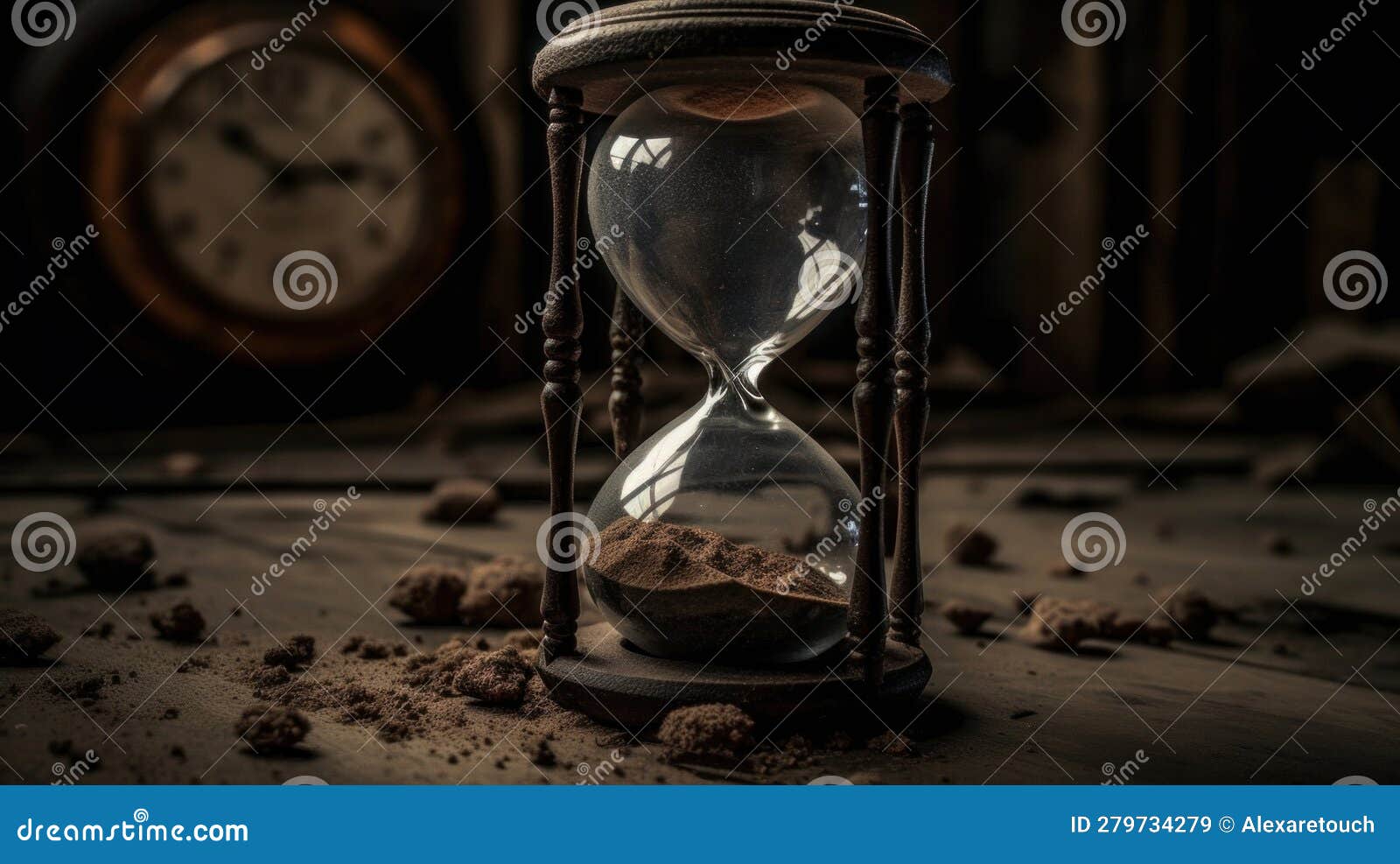 Dramatic Picture with Vintage Clock. Stock Illustration - Illustration ...