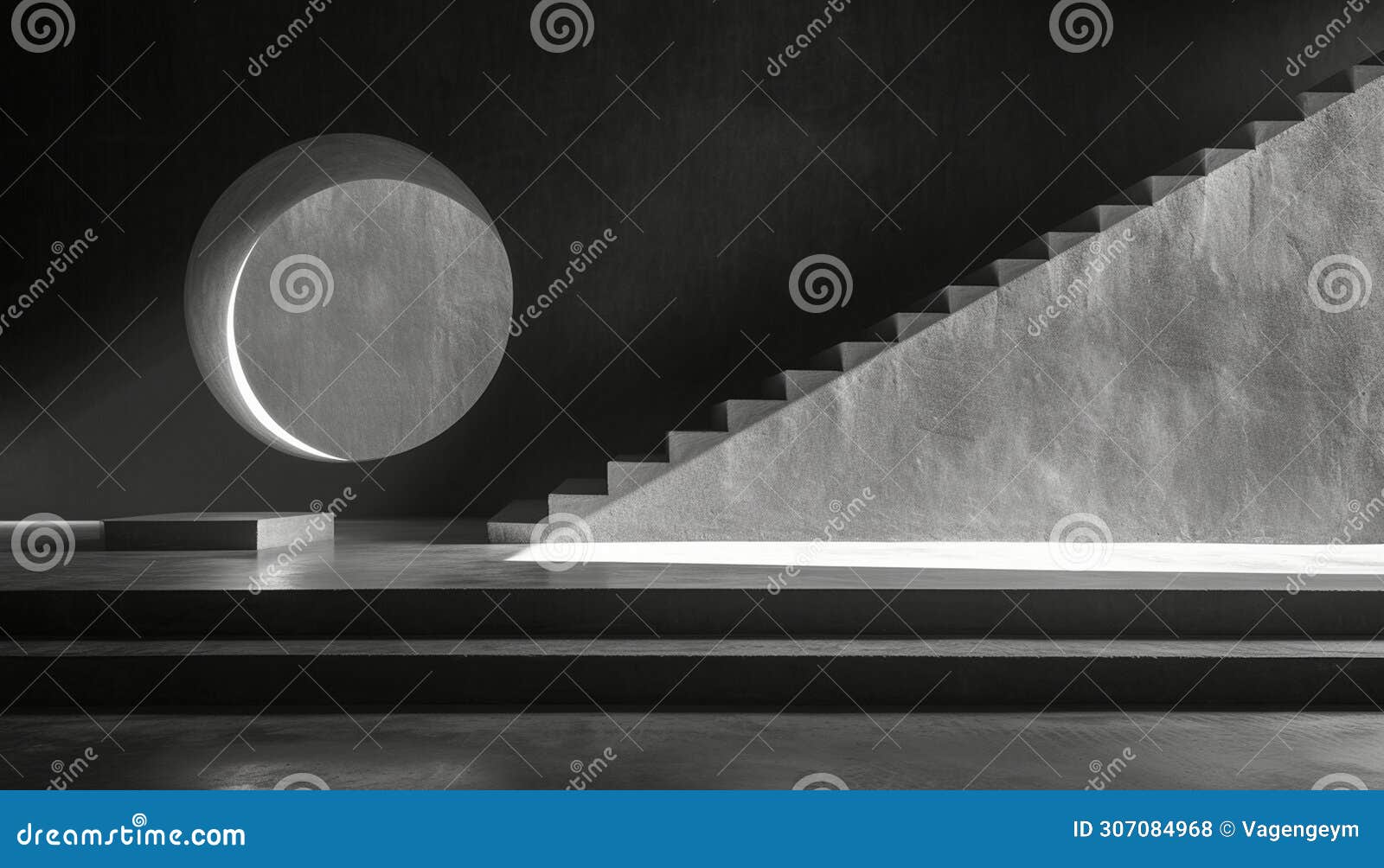 Dramatic Play of Light and Shadow on a Minimalist Staircase with a ...