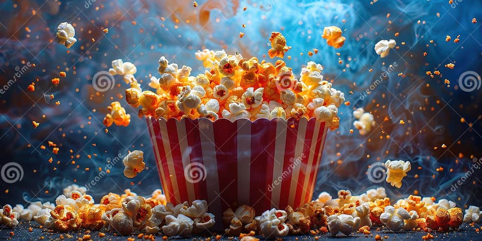 Dramatic Popcorn Explosion with Smoke Stock Photo - Image of bright ...
