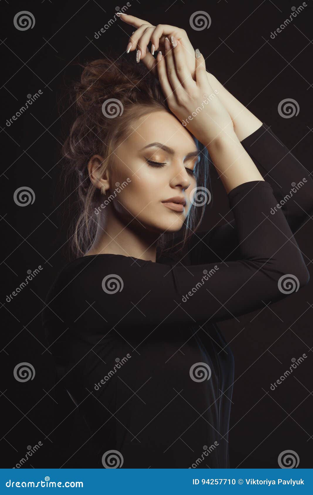 Dramatic Portrait of Beautiful Model in the Shadows Stock Photo - Image ...