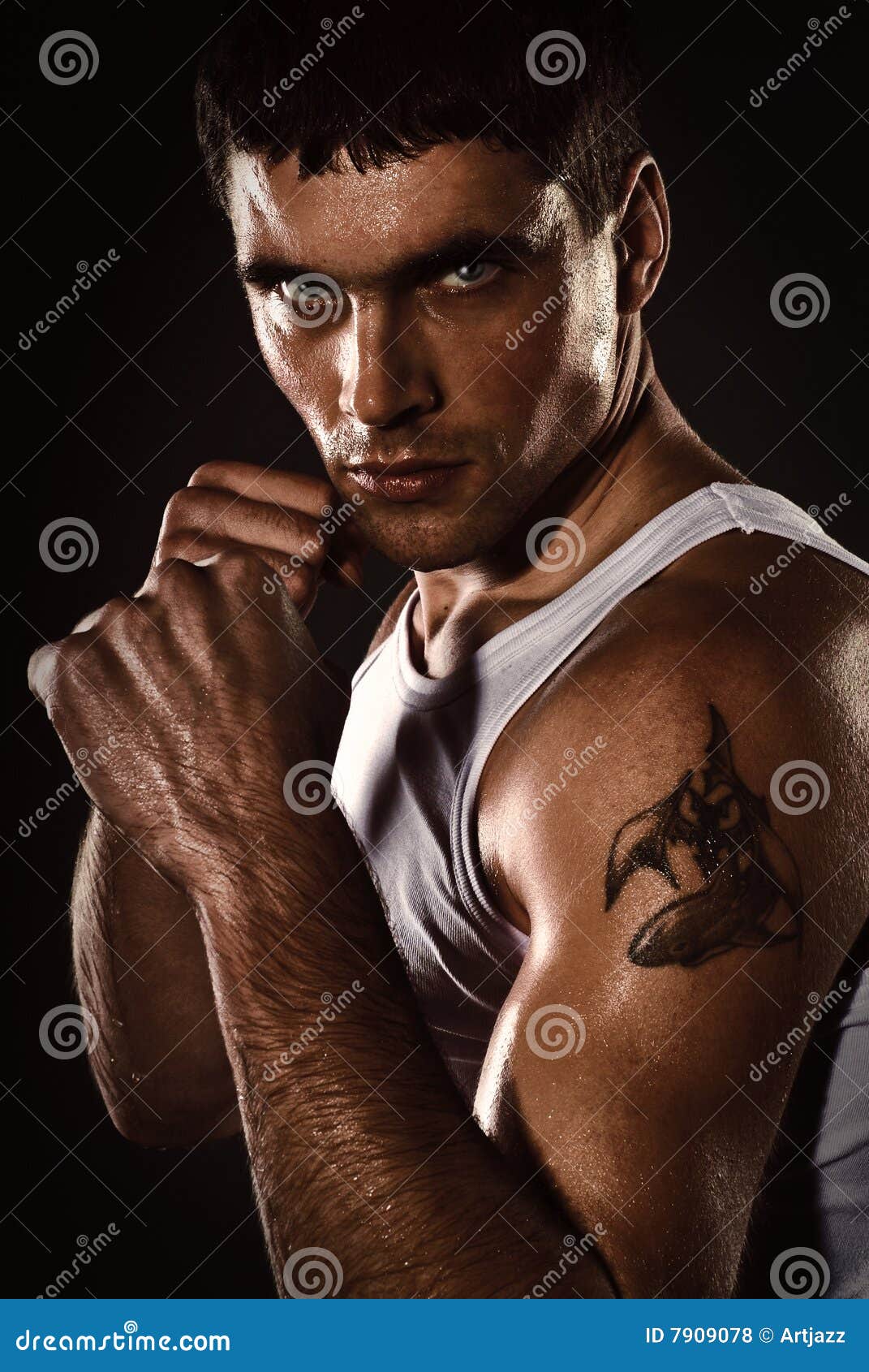 Dramatic Portrait of the Fighter Stock Photo - Image of health, dark ...