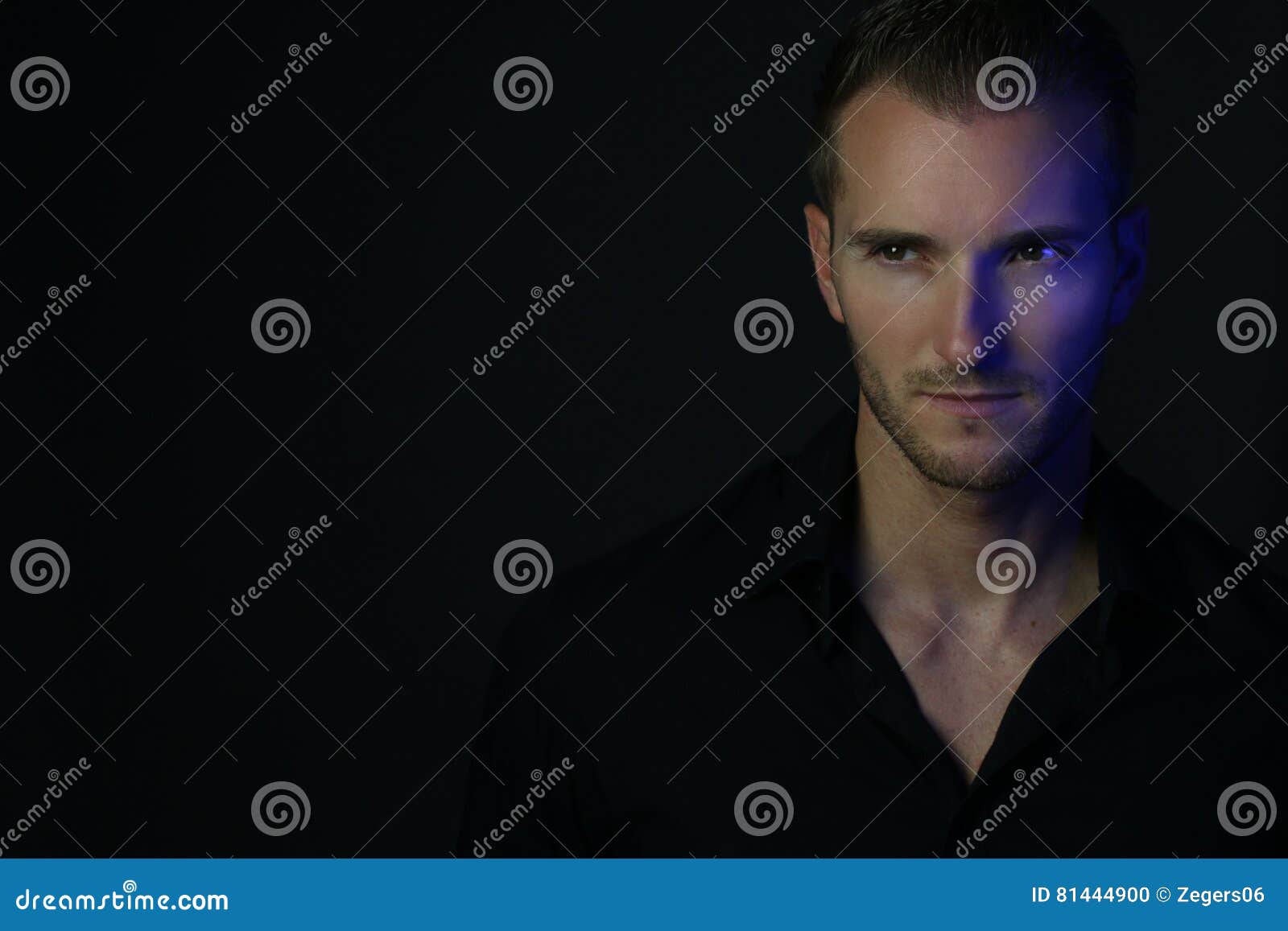 Dramatic Portrait of an Handsome Man Stock Photo - Image of black, dark ...
