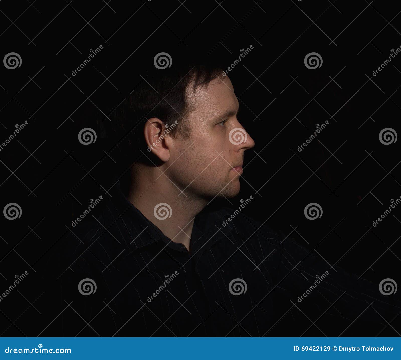 Dramatic Portrait of a Man in a Low Key Stock Image - Image of close ...