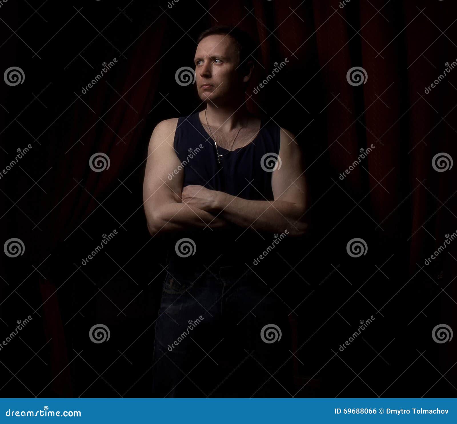 Dramatic Portrait of a Man in a Low Key Stock Photo - Image of muscle ...