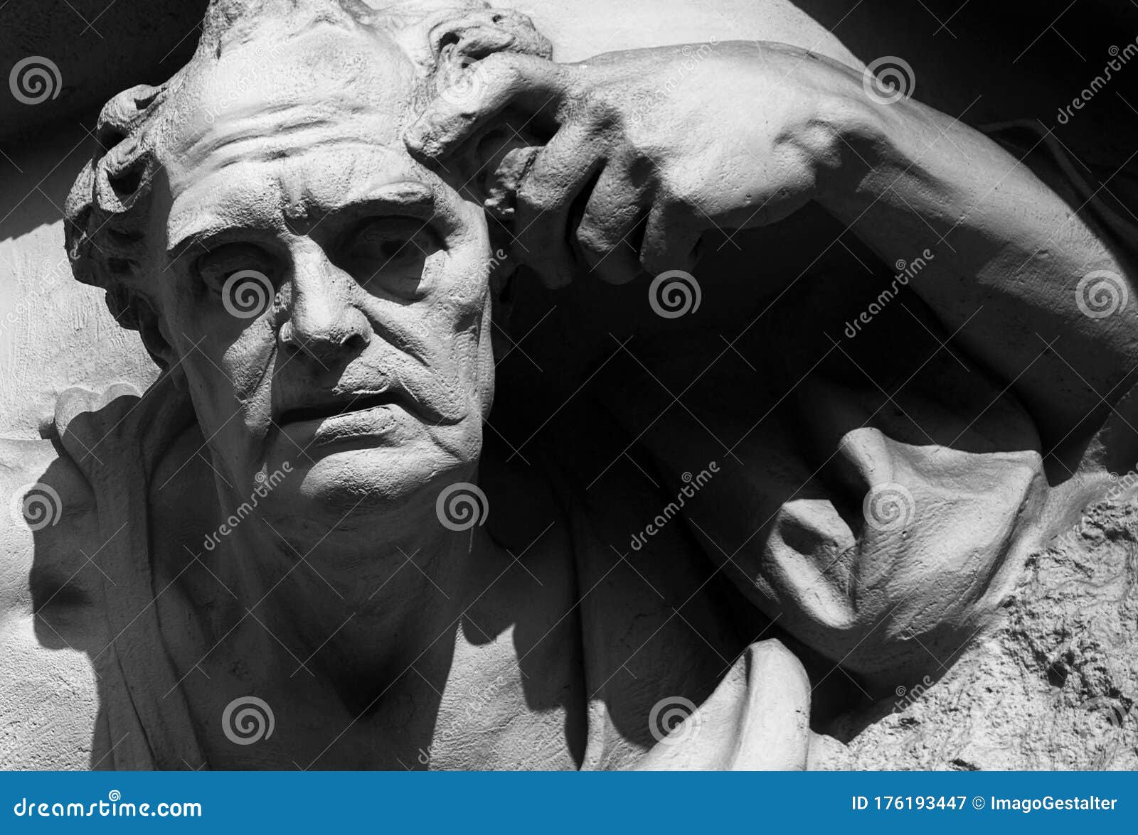 Dramatic Portrait of Old Thinking Man Stock Image - Image of portrait ...
