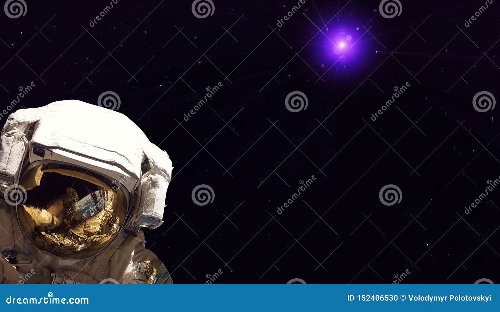Dramatic Portrait of Spaceman and Outer Space with Stars and Galaxies ...