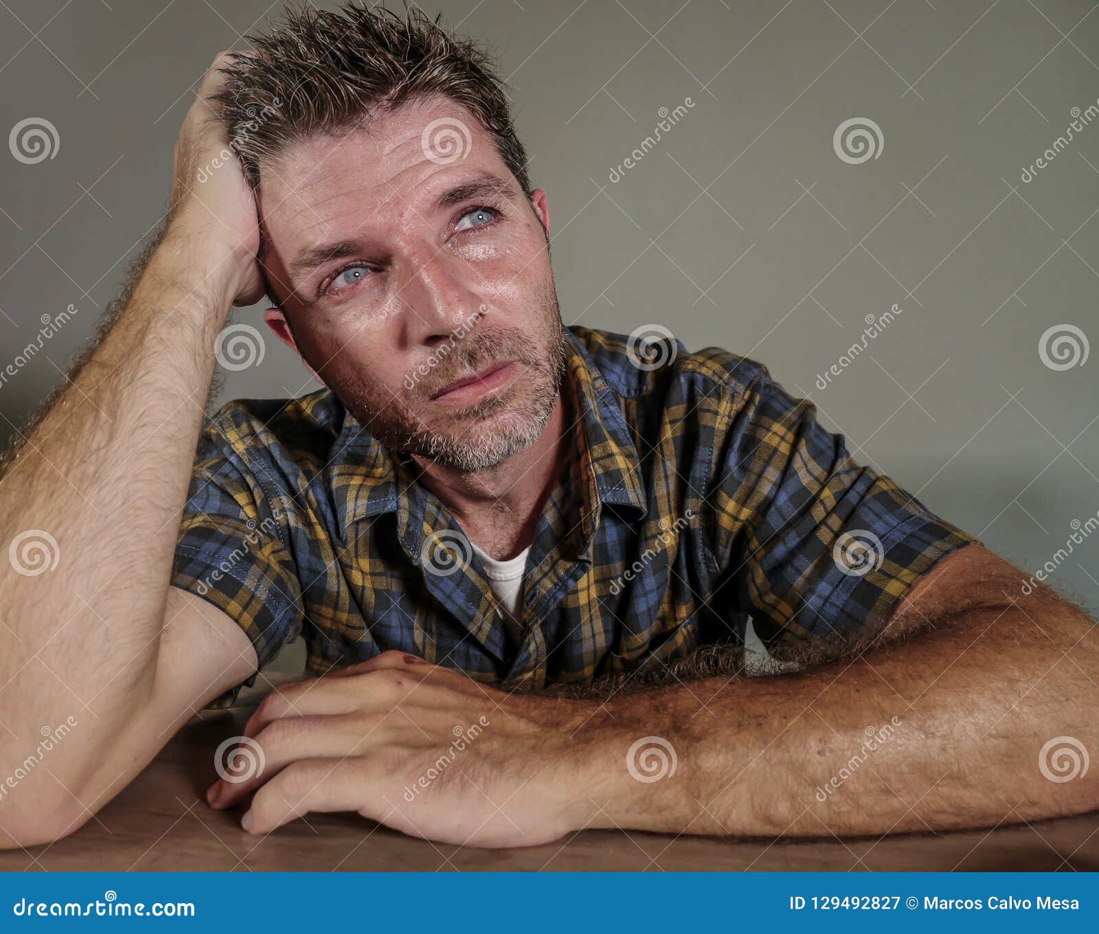 Dramatic Portrait of Young Sad and Depressed Man Feeling Anxious and ...