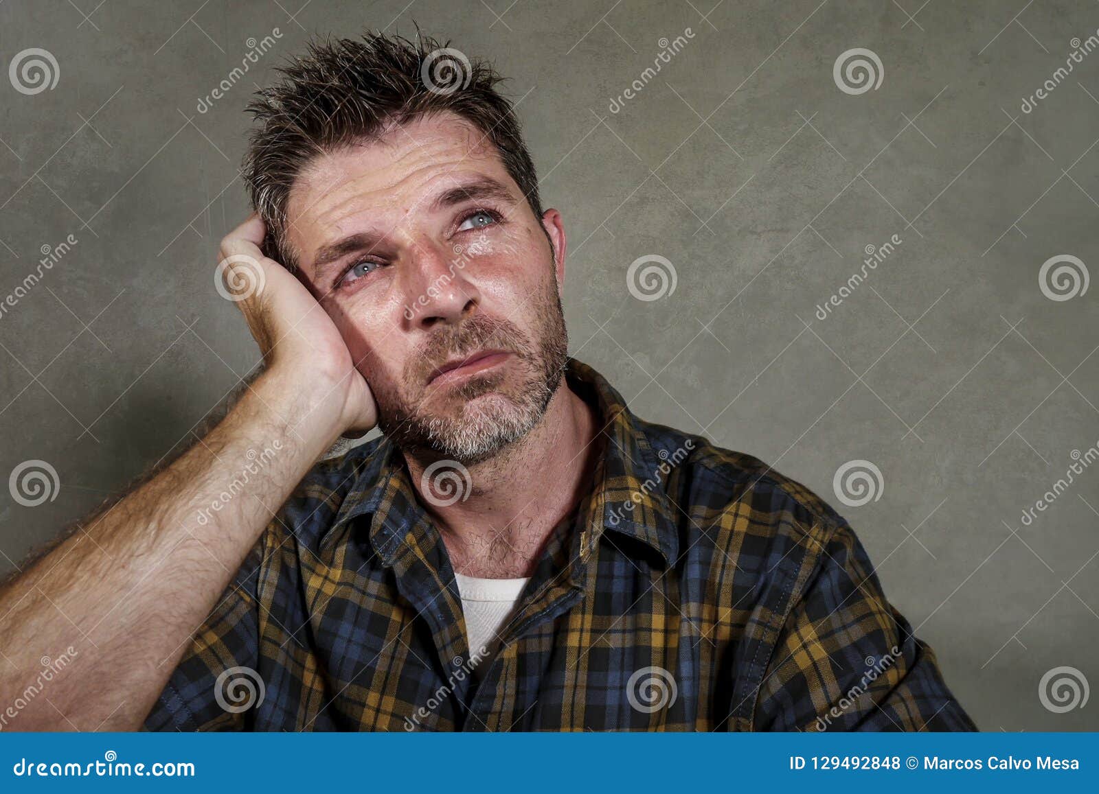 Dramatic Portrait of Young Sad and Depressed Man Feeling Anxious and ...
