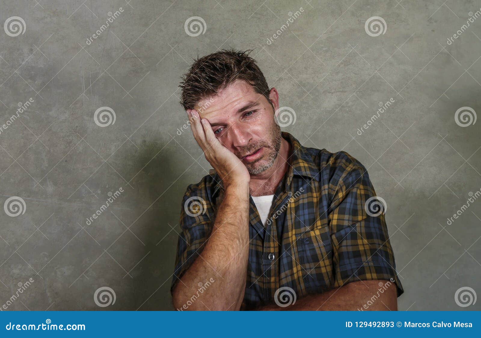Dramatic Portrait of Young Sad and Depressed Man Feeling Anxious and ...