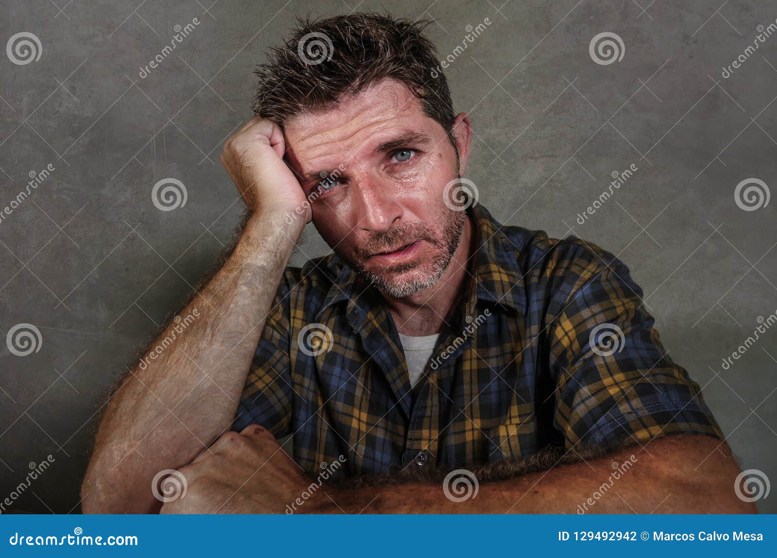 Dramatic Portrait of Young Sad and Depressed Man Feeling Anxious and ...