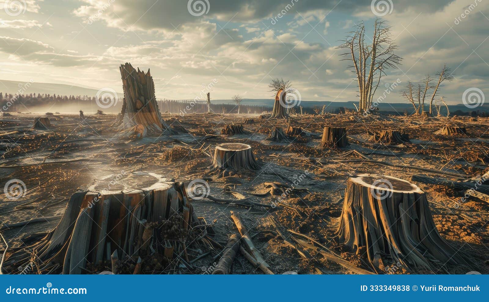 Dramatic Portrayal Of Deforestation And Desertification With Barren ...