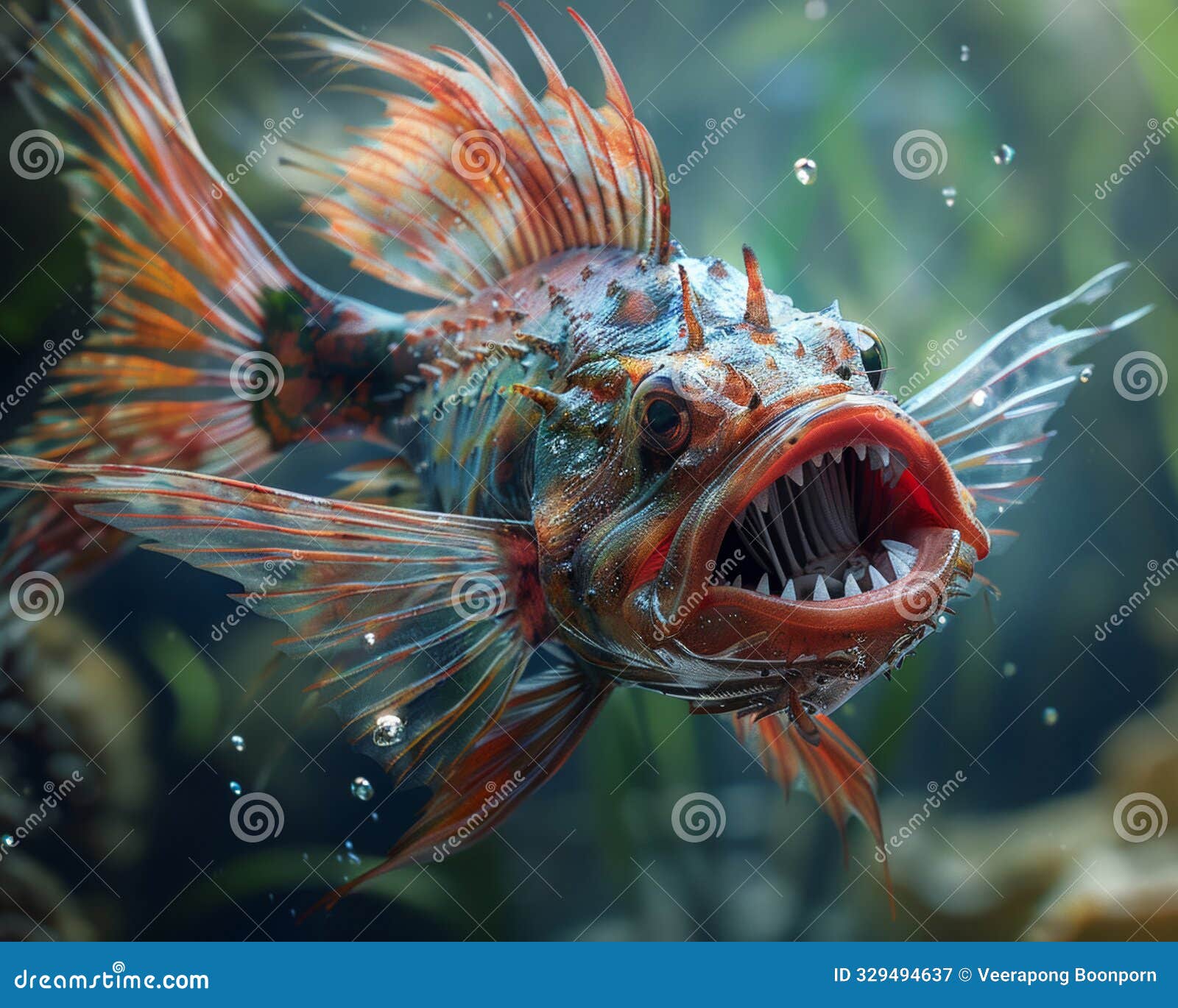 Dramatic Portrayal of a Dragonfish in Mid-jump from a Water Pool Sharp ...
