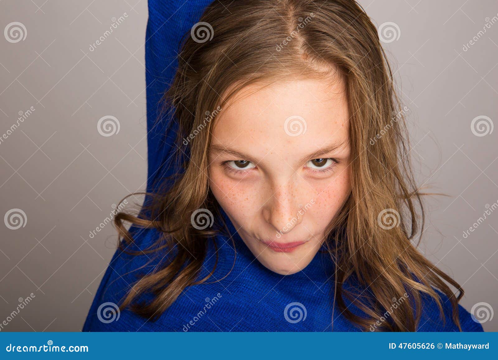 Dramatic Pose for Young Girl Stock Photo - Image of portrait, smiling ...