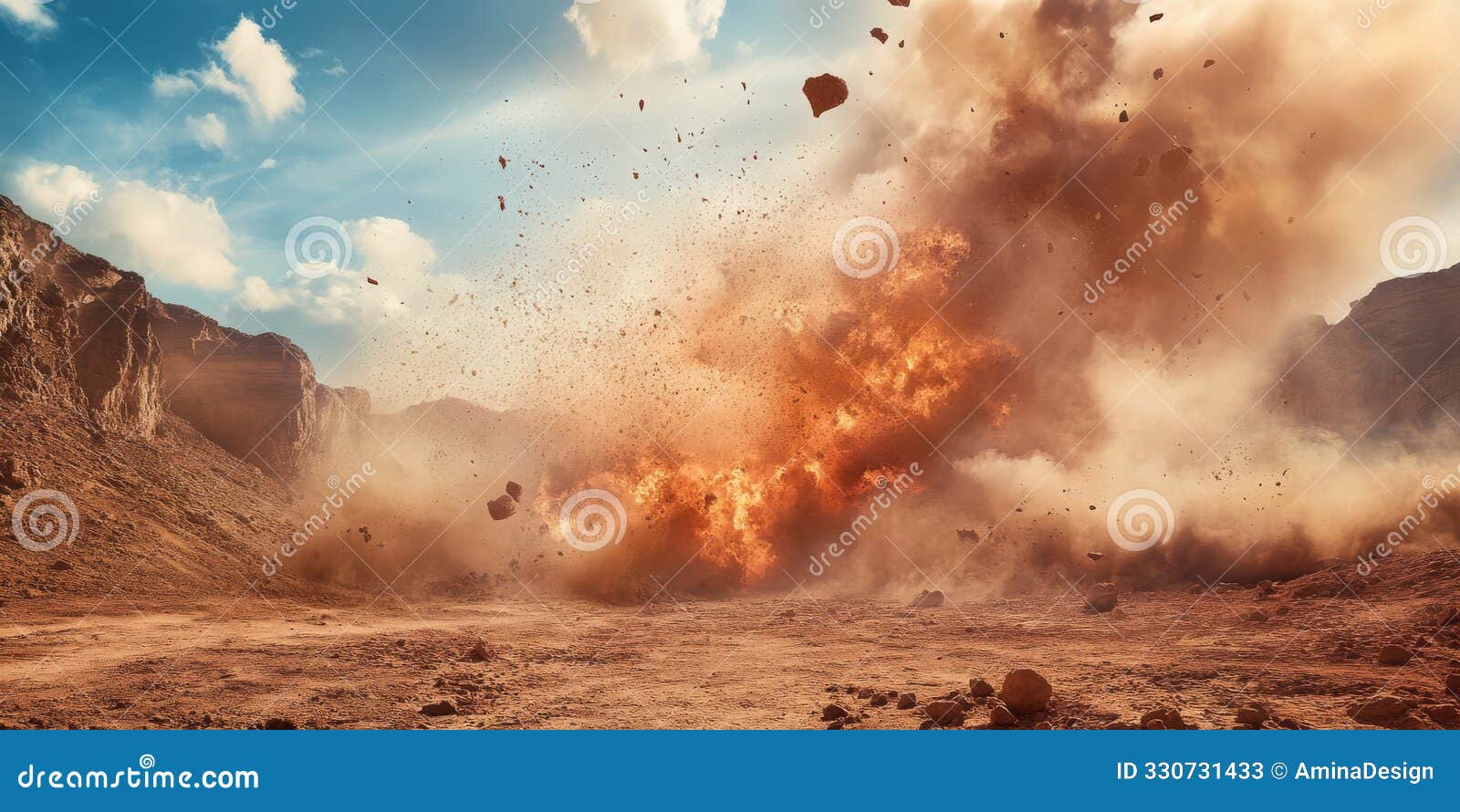 A Dramatic and Powerful Explosion Occurs in an Expansive Desert ...