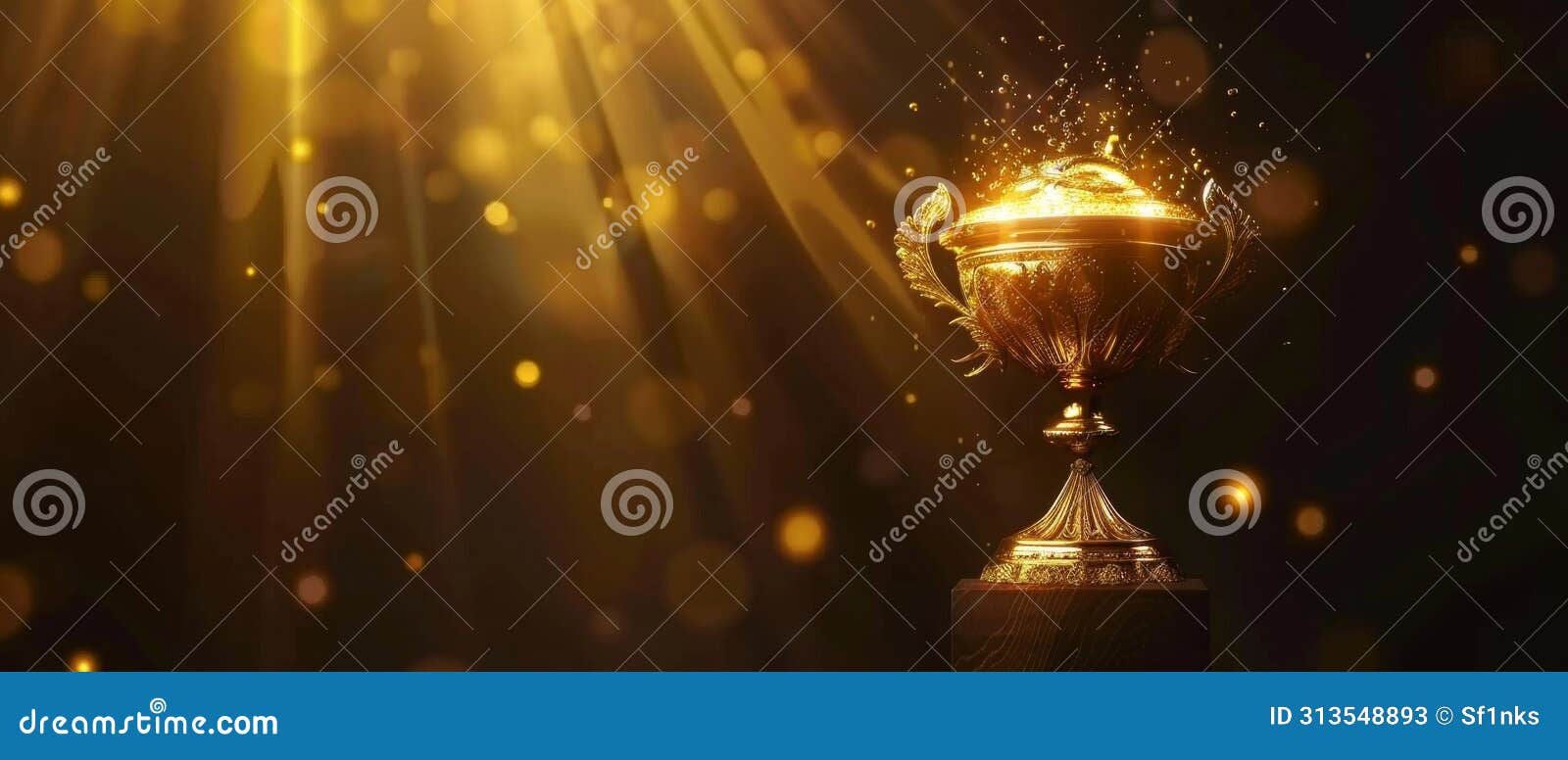 A Dramatic Presentation of a Golden Trophy, Highlighted by a Spotlight ...