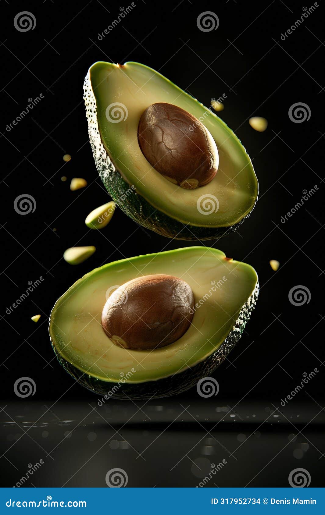 Twin Avocado Halves in Spotlight Stock Illustration - Illustration of ...