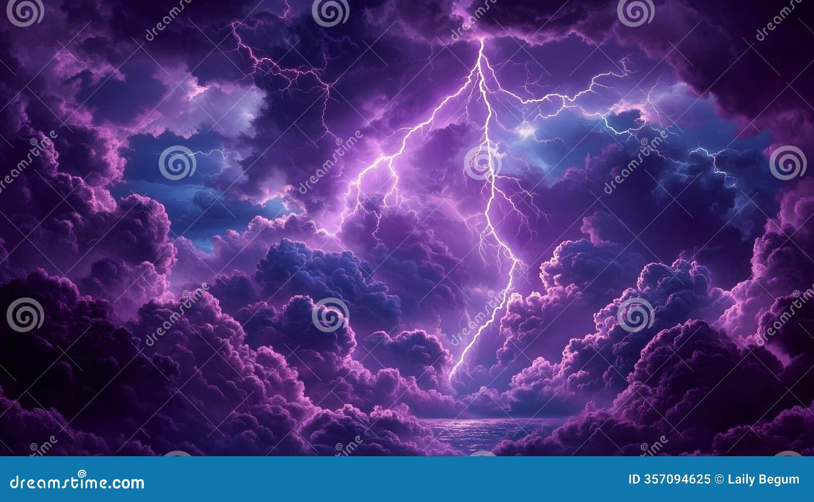 Dramatic Purple Lightning Storm Cloudscape Over Royalty Free Image ...