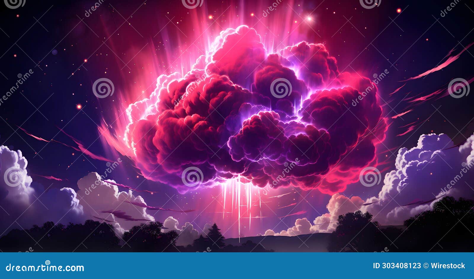 A Dramatic Purple Sky Captured in Mid Explosion, Featuring Billowing ...