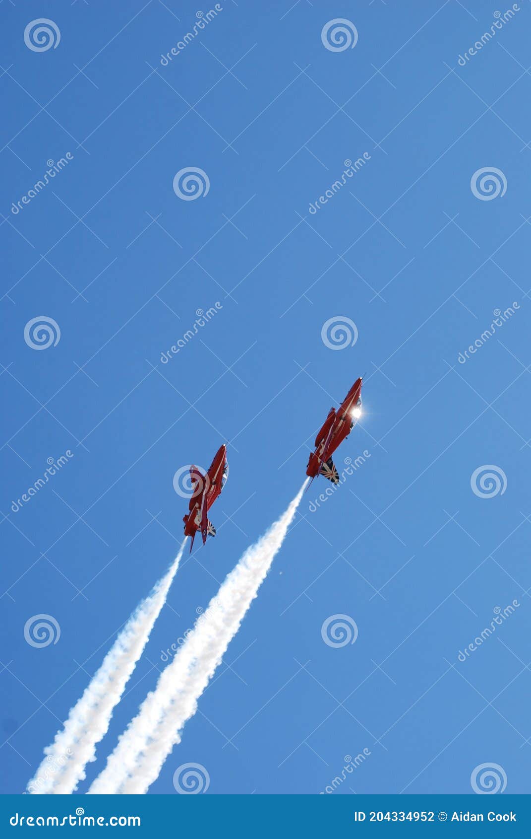 Dramatic RAF Red Arrows Display Editorial Photography - Image of mist ...