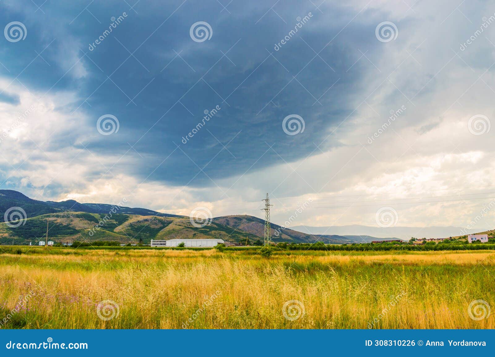Dramatic Rain Clouds in the Sky and the Approaching Rain Summer Fields ...