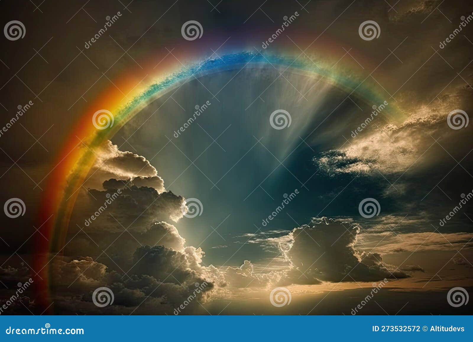 Dramatic Rainbow Stretching Across the Sky, with the Sun Peeking ...