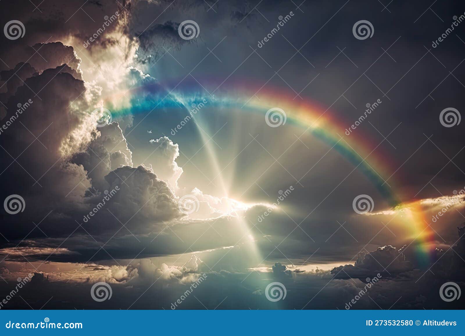Dramatic Rainbow Stretching Across the Sky, with the Sun Peeking ...