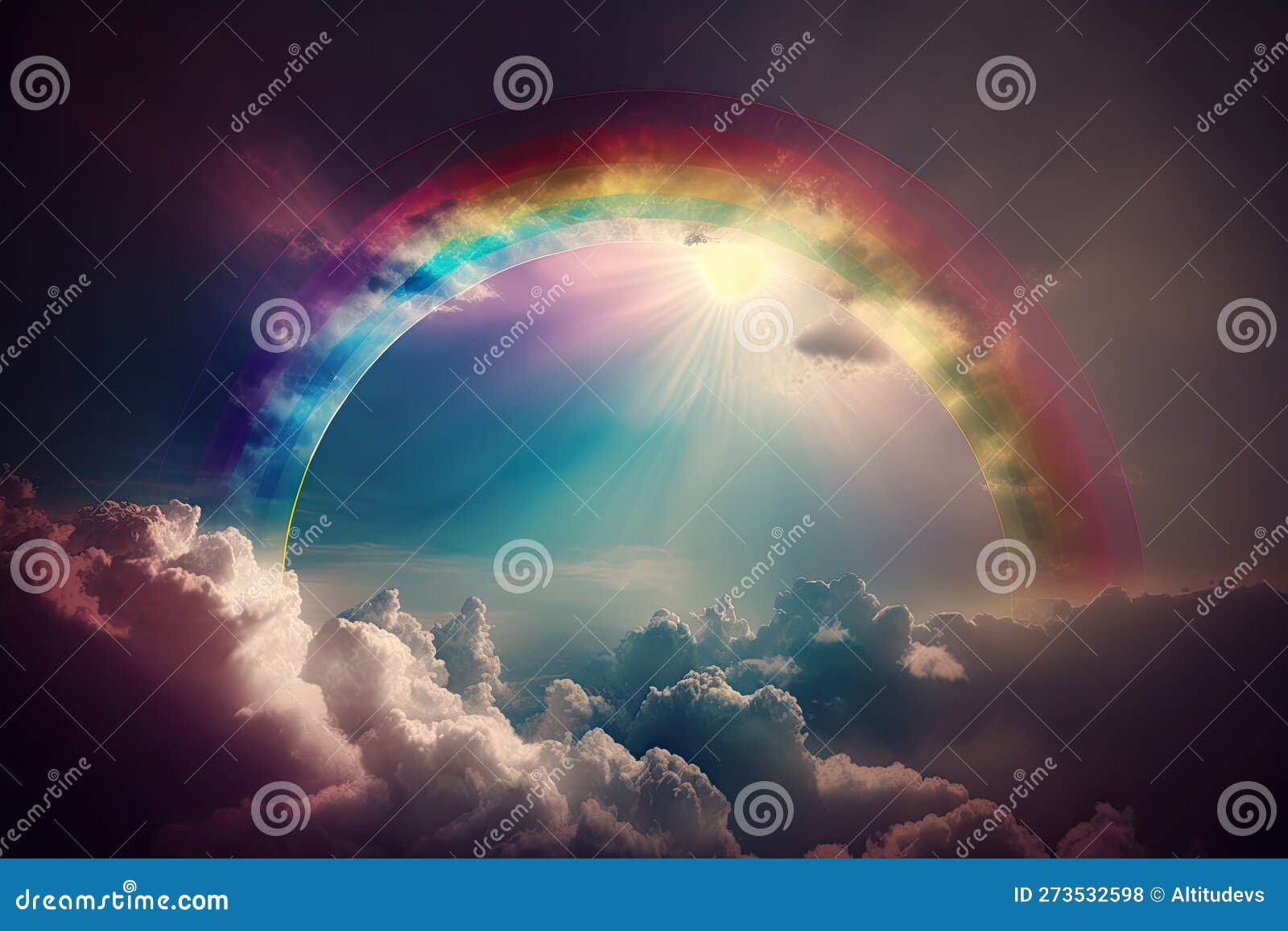 Dramatic Rainbow Stretching Across the Sky, with the Sun Peeking ...