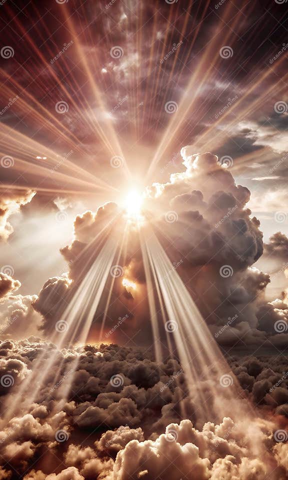 Rays of Light Emerging from Dark Clouds at Sunset Creating Dramatic Sky ...