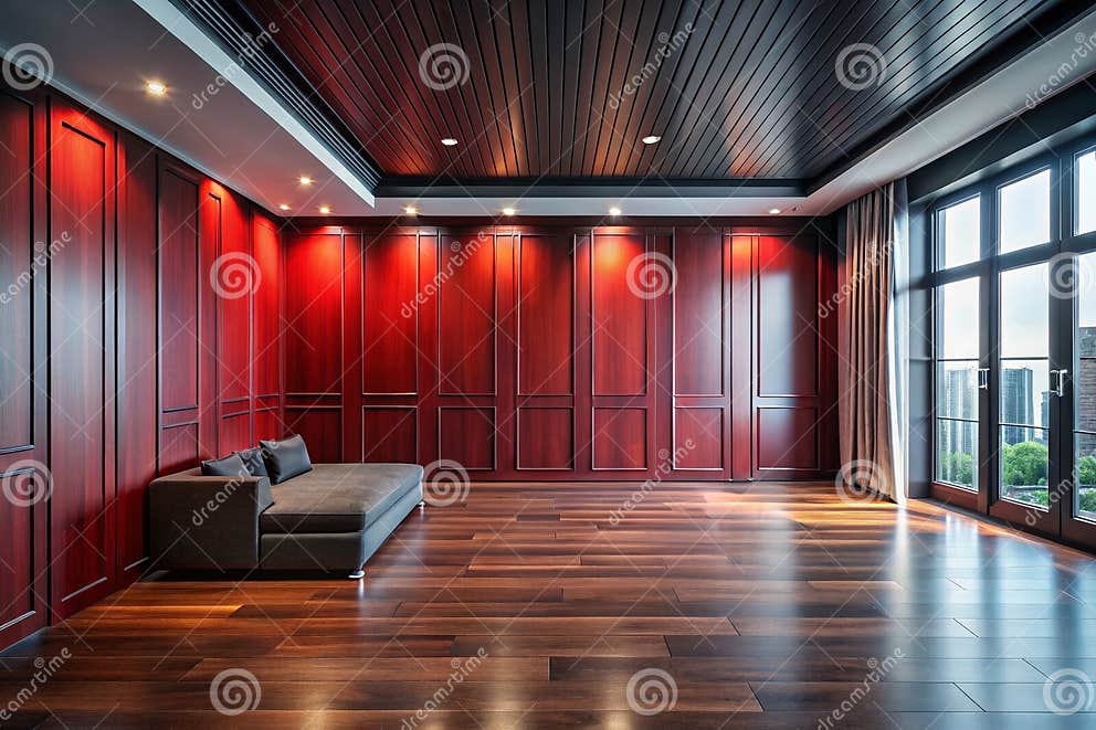 Dramatic Red and Black Wood Paneling Interior Design Concept a Bold ...