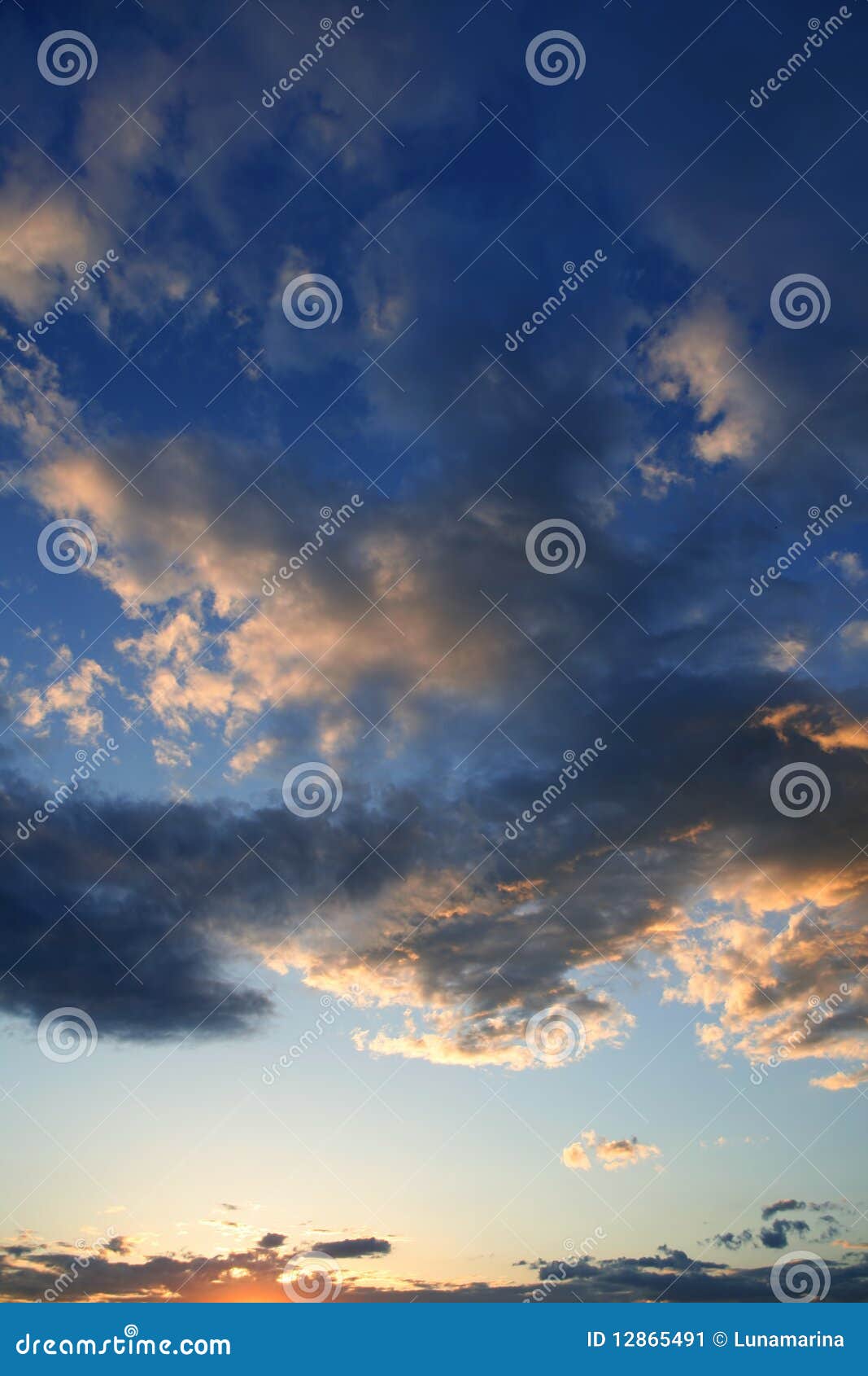 Dramatic Red Blue Sky on Sunset Evening Stock Image - Image of ...