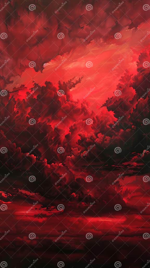 Dramatic Red Clouds at Sunset Stock Image - Image of night, weather ...