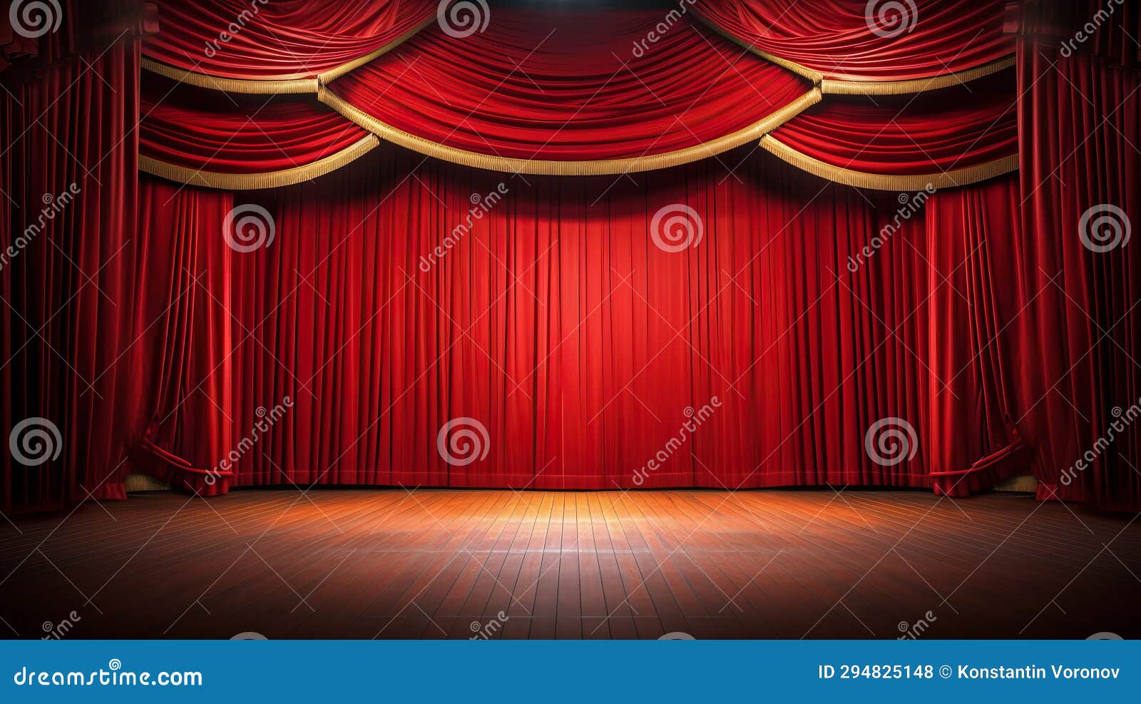 Dramatic Red Curtains on Stage, Awaiting Presentation Event. Copy Space ...