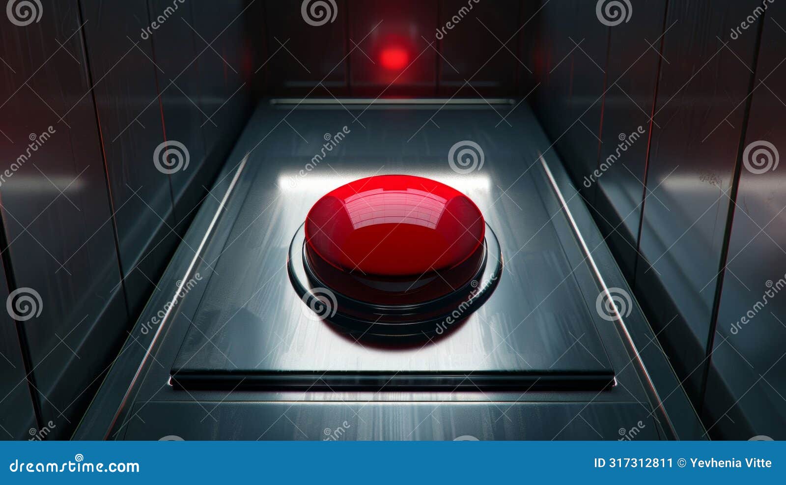 Dramatic Red Emergency Button in a Metallic Elevator. Generative Ai ...