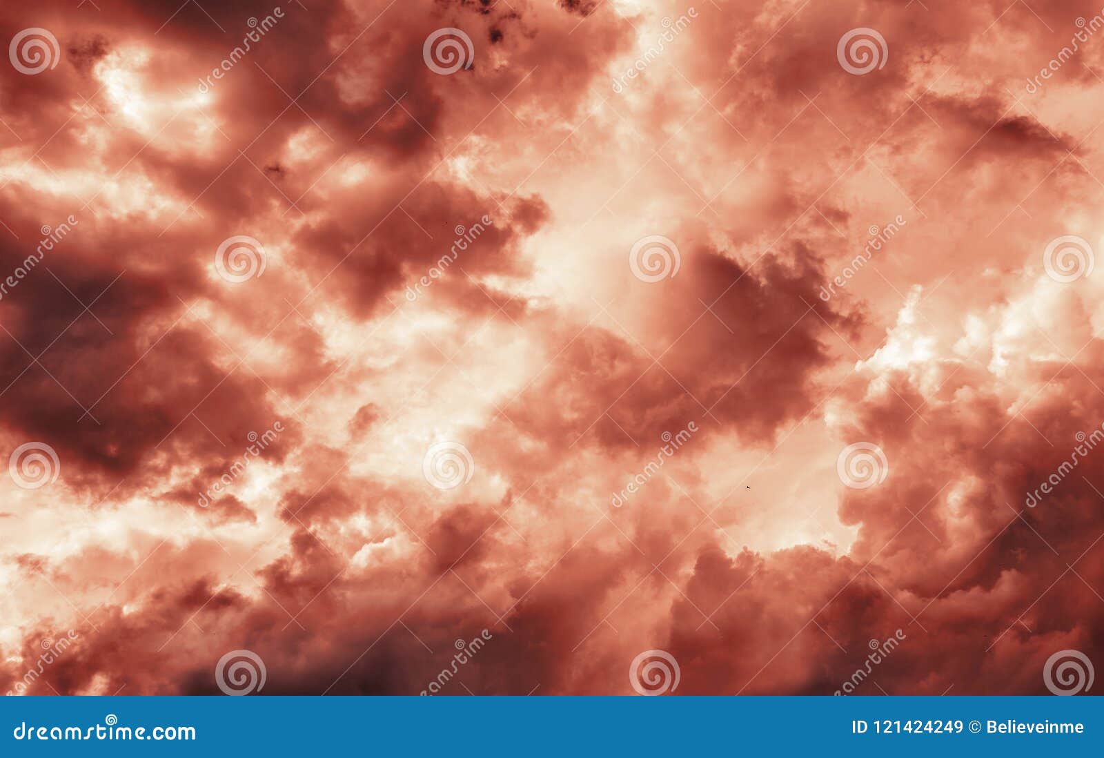 Dramatic Red Sky with Stormy Clouds Stock Image - Image of color ...