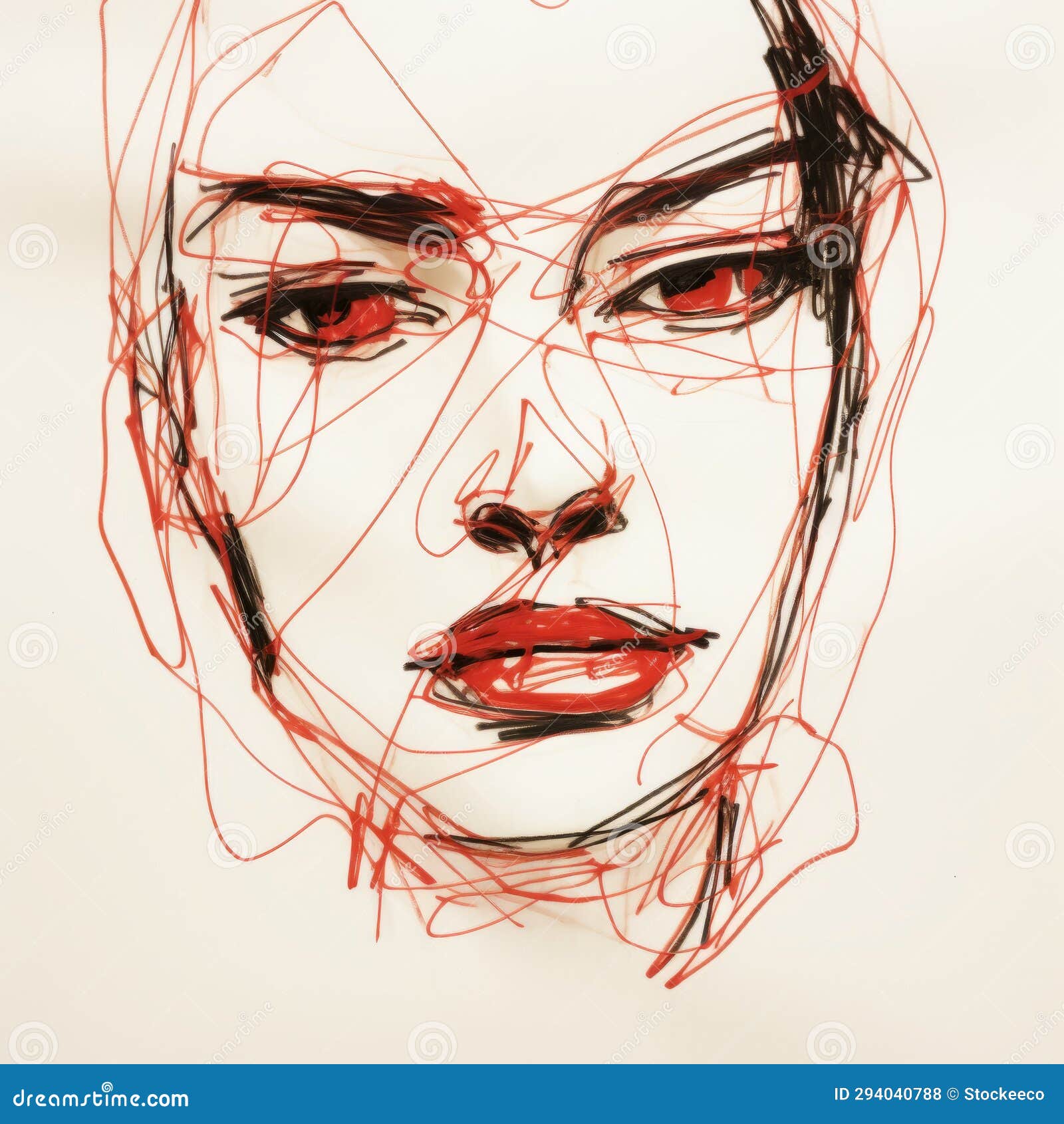 Dramatic Red Line Portrait: Linda S Eye-catching Studio Portrait Stock ...