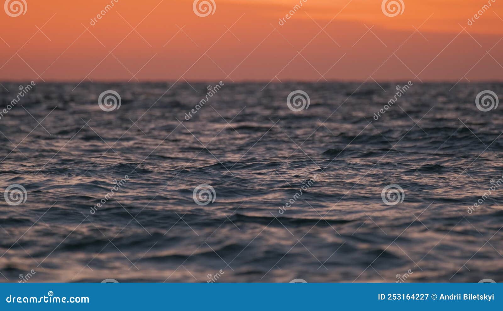 Dramatic Red Ocean Waves at Sunset with Soft Evening Sea Dark Water ...