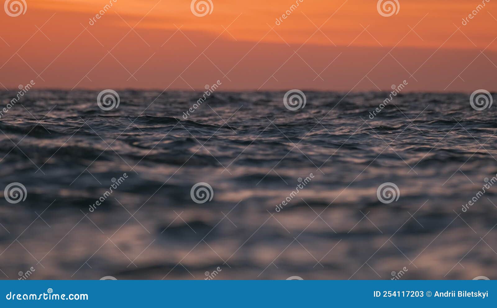 Dramatic Red Ocean Waves at Sunset with Soft Evening Sea Dark Water ...