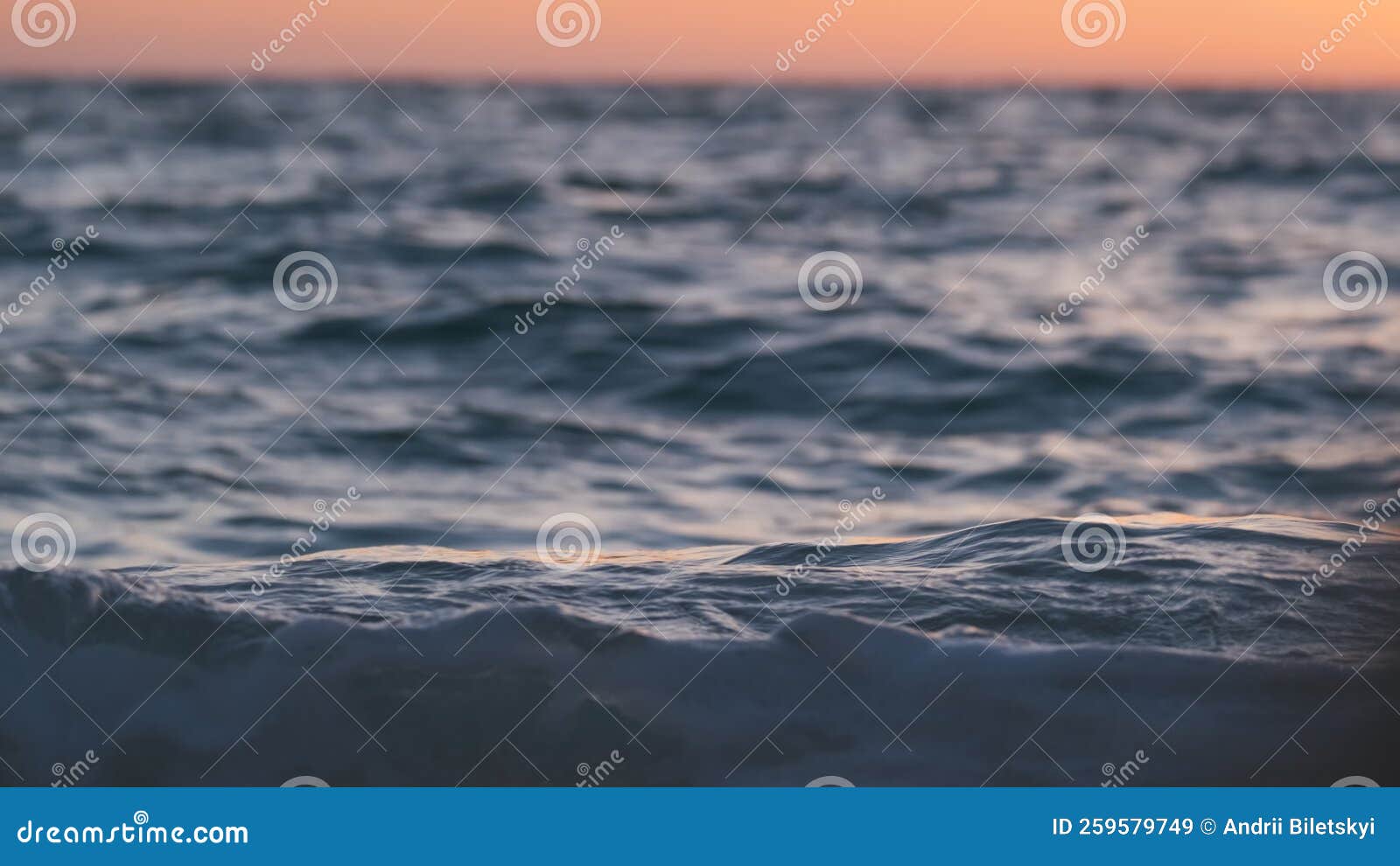 Dramatic Red Ocean Waves at Sunset with Soft Evening Sea Dark Water ...