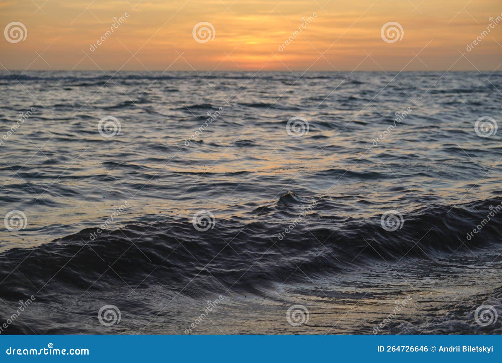 Dramatic Red Ocean Waves at Sunset with Soft Evening Sea Dark Water ...