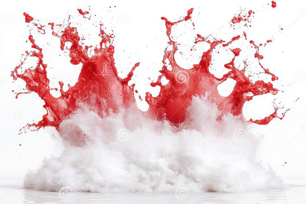Dramatic Red Paint Splash on White Background Stock Illustration ...